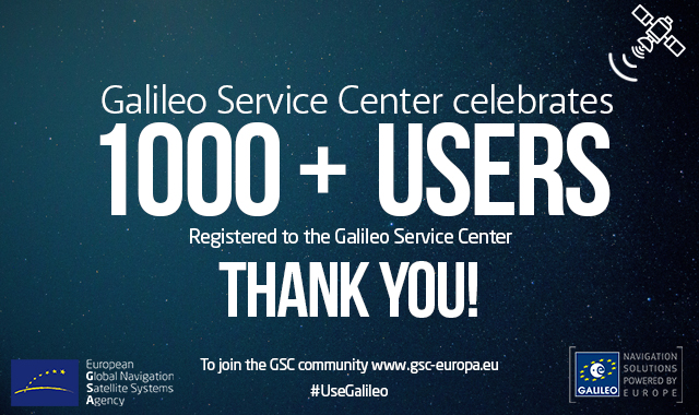 GSC portal reaches 1000 registered users | European GNSS Service Centre ...